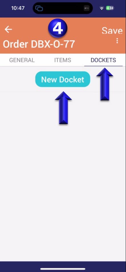 Create a Docket from Order in the Docketbook App